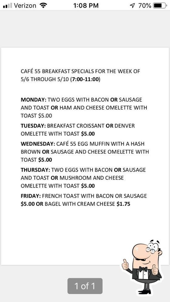 Cafe 55, Naperville - Restaurant menu, prices and reviews
